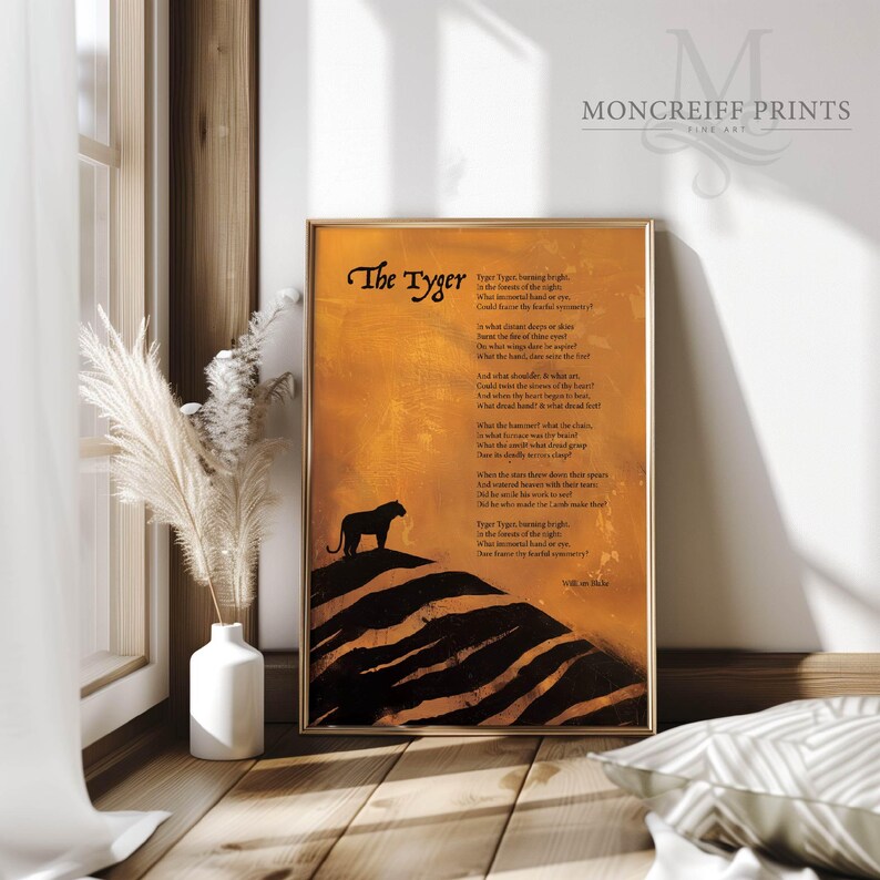 The Tyger Poem Print – William Blake Poetry Wall Art, Literary Quote ...