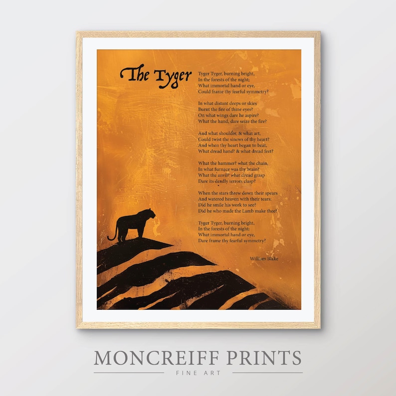 The Tyger Poem Print – William Blake Poetry Wall Art, Literary Quote ...