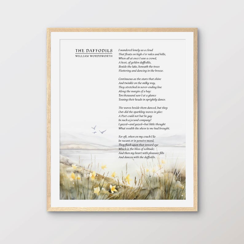 William Wordsworth 'the Daffodils' Poem Wall Art, Illustrated Poem ...