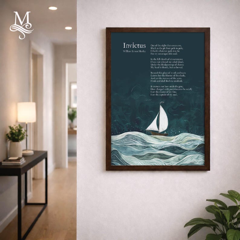 Invictus by William Ernest Henley Poem, Inspirational Wall Art Print ...