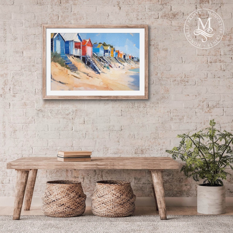 Beach Huts Painting: Colorful Seaside Art Print (digital Download) SC10 ...