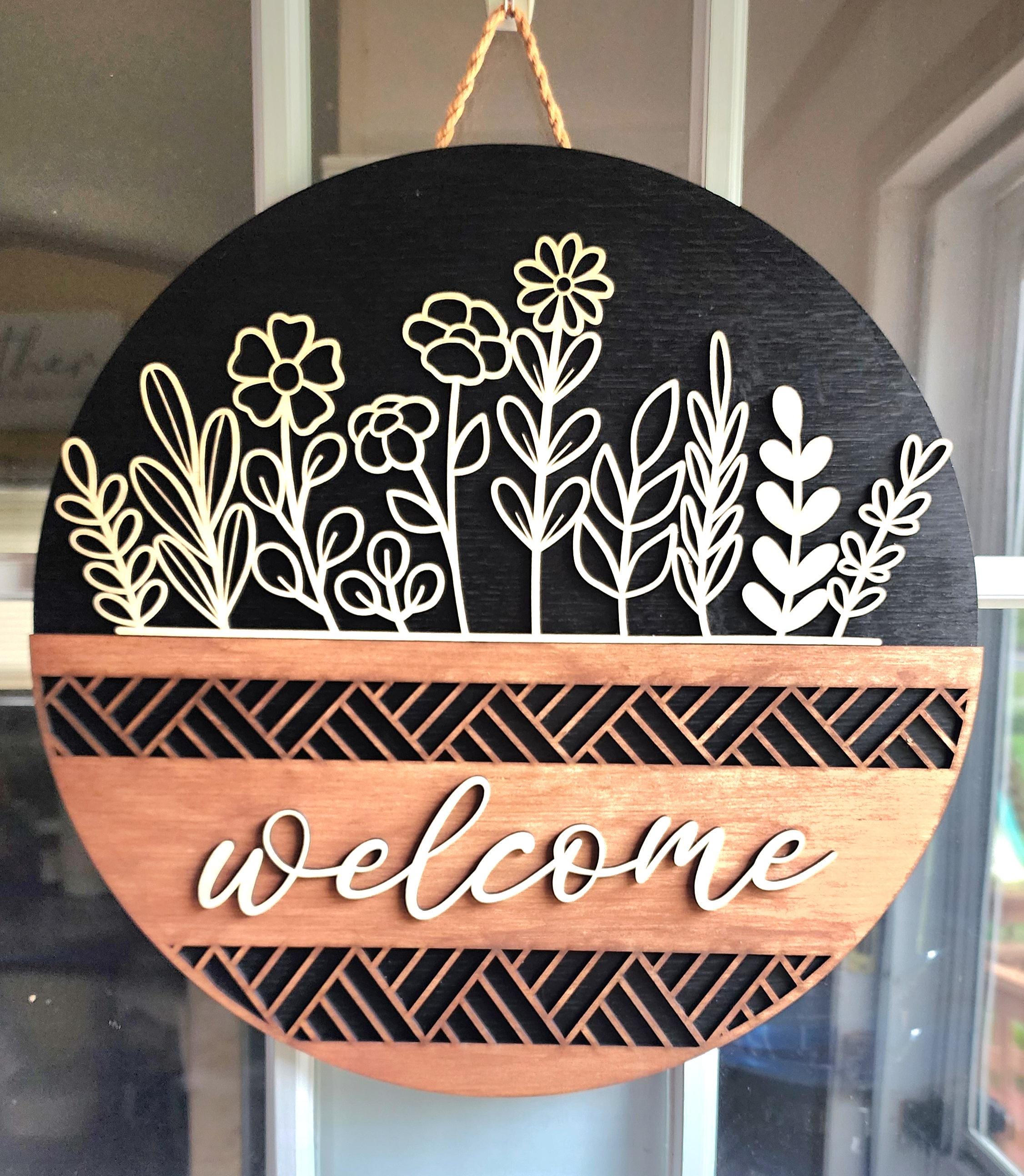 Welcome Door Hanger Sign - Etsy
