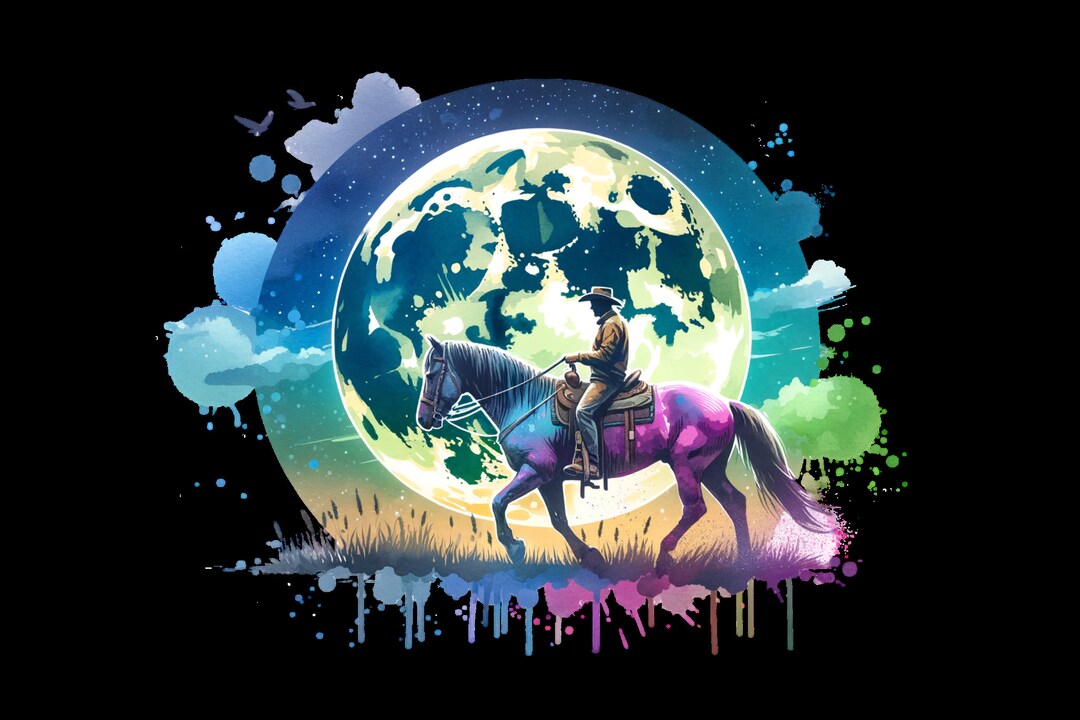 Moonlit Night Ride Digital Art Download, Printable Wall Art, Digital ...