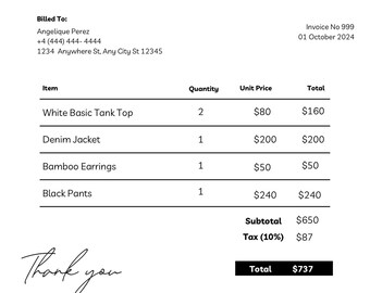 Basic Business Invoice Template - Etsy