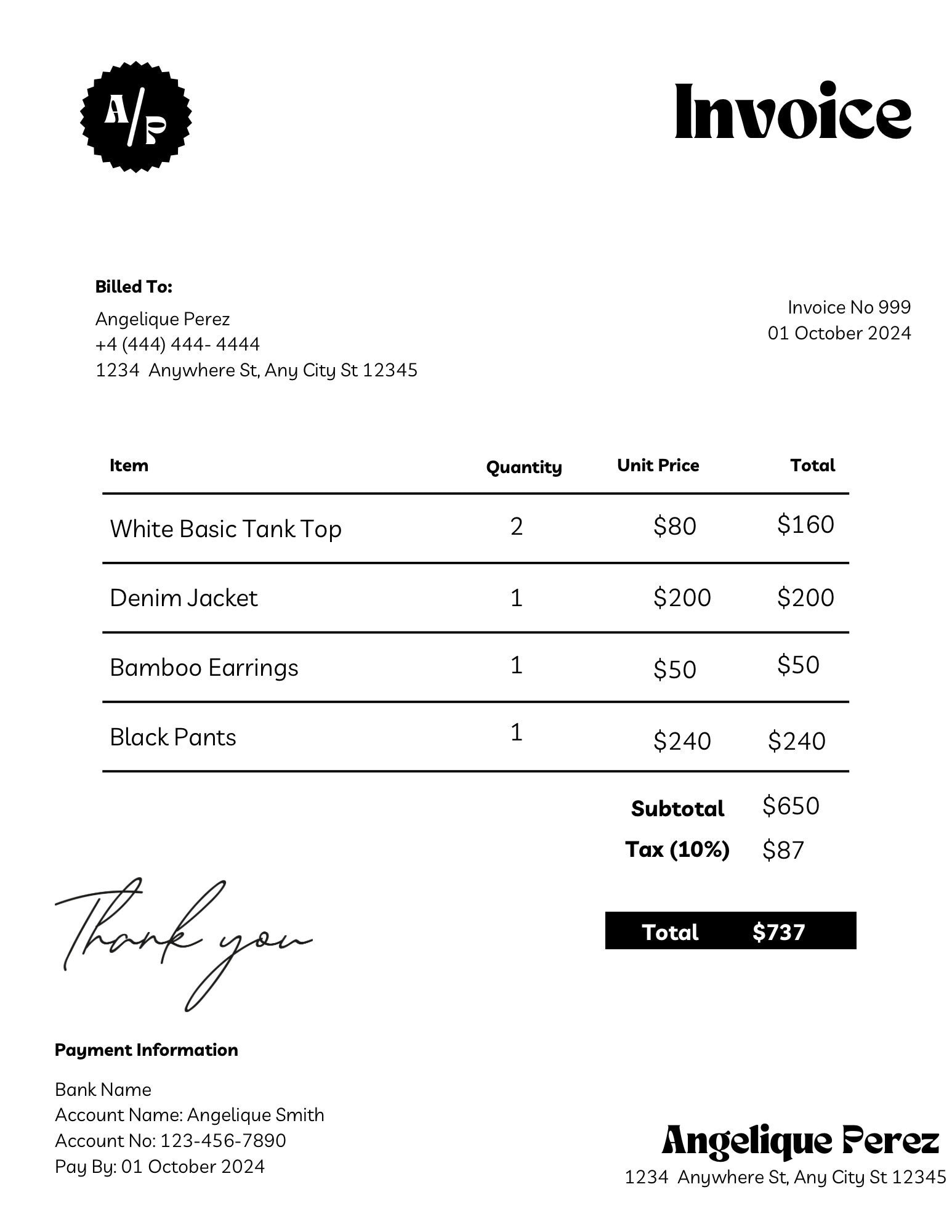 Business Invoice Template - Etsy