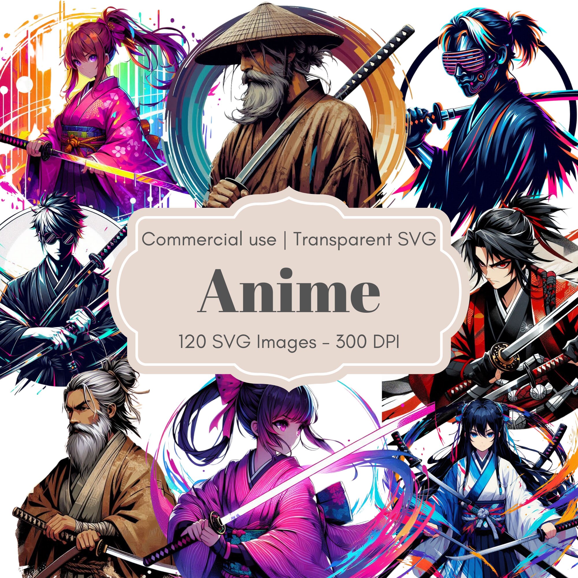 Anime SVG Bundle Clipart Cutfile Manga Vector Set Japanese Art for ...