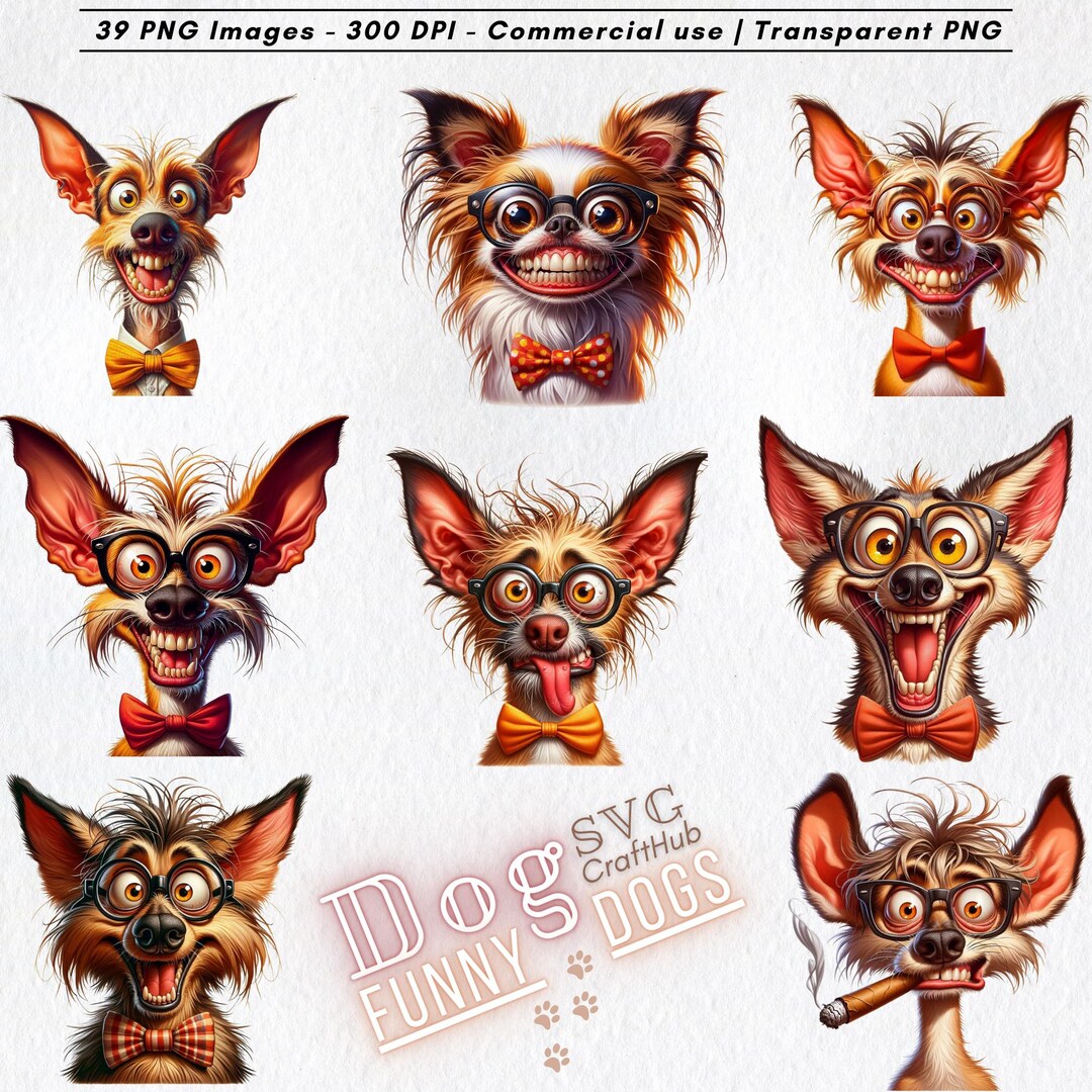 39 Dog Designs PNG Bundle, Inside Out Dog Clipart, Cute Instant ...