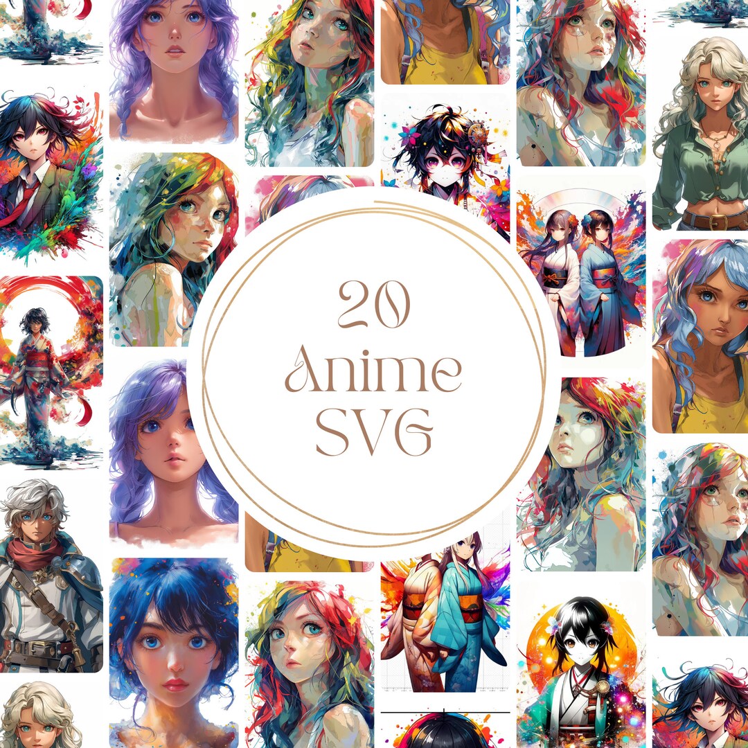 Anime SVG Bundle, Anime Clipart Cutfile Bundle, Manga SVG Vector, Manga ...