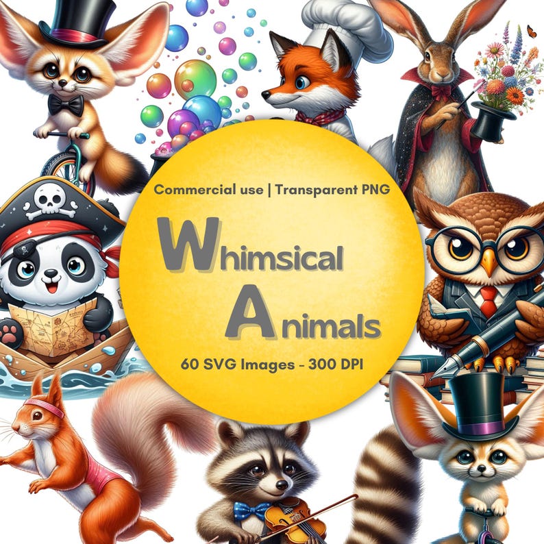 60 Whimsical Animals Svg Bundle, Inside Out Svg Animals Clipart, Cute ...