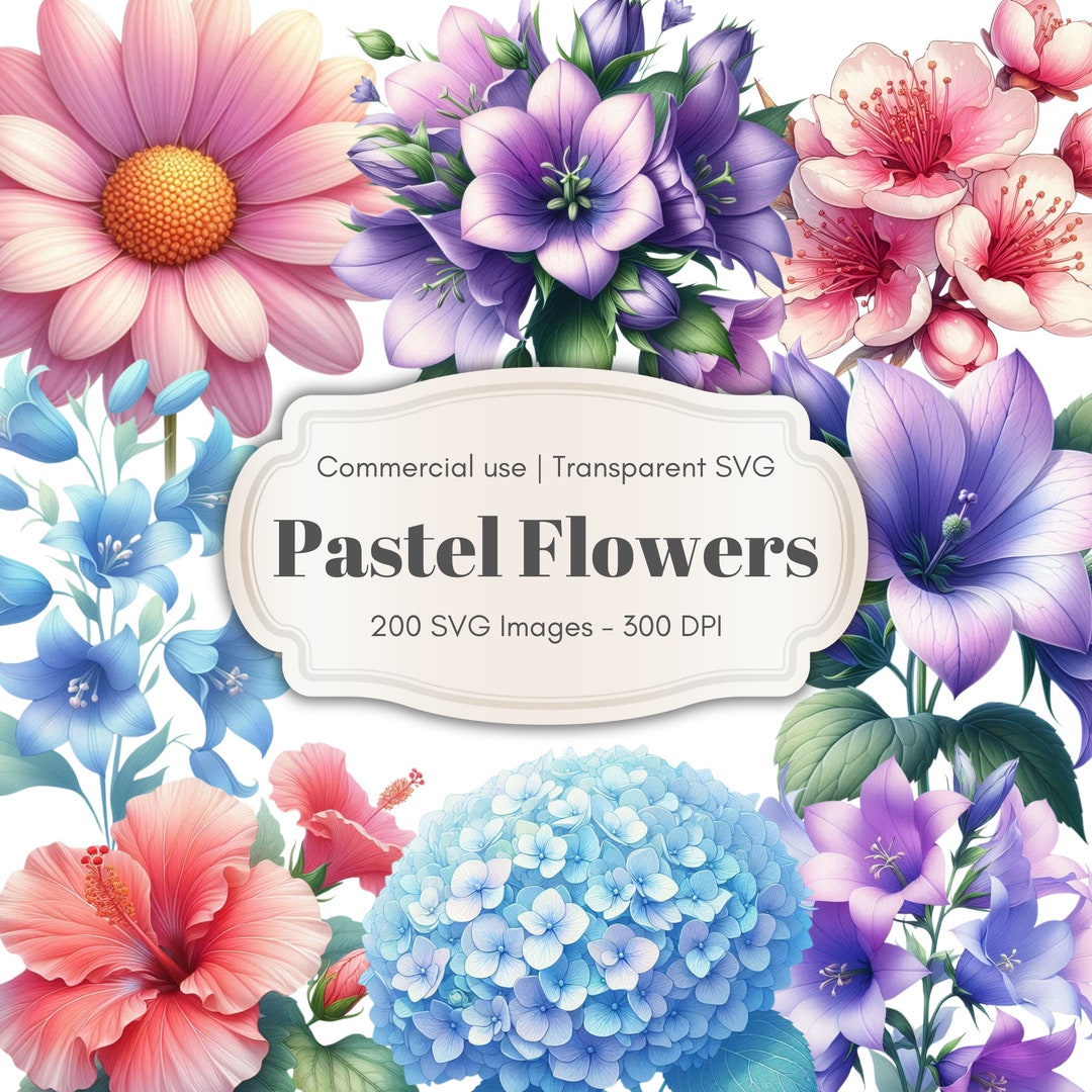 Pastel Flower SVG Bundle – Cute Floral Clipart for Cricut & Sublimation ...