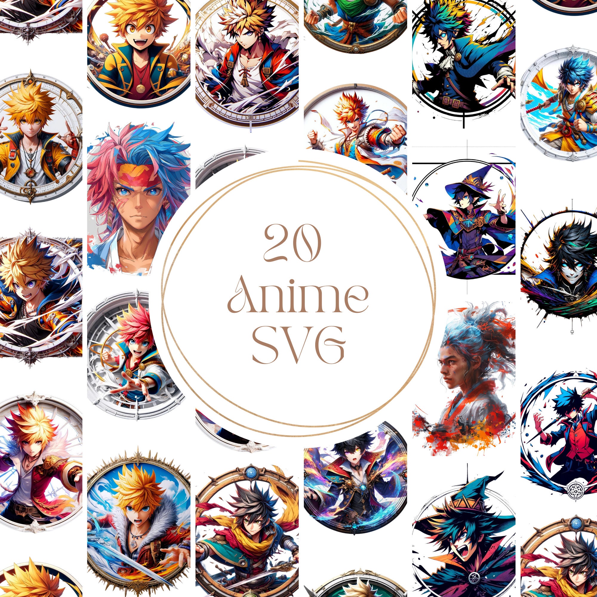 Anime SVG Bundle, Anime Clipart Cutfile Bundle, Manga SVG Vector, Manga ...