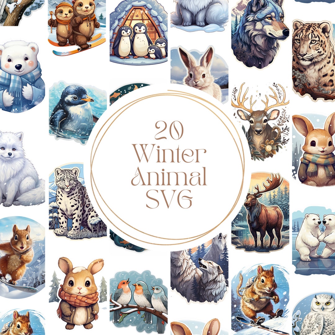 20 Winter Animal SVG Bundle | Cute Holiday Clipart for Cricut ...