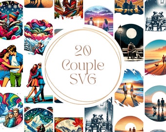 20 Couple SVG Designs for Shirts, Romantic Quotes SVG, Cute Love Bundle ...