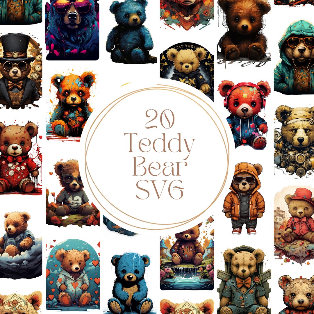 20 Teddy Bear Designs Svg Bundle, Inside Out Svg Teddy Bear Clipart, Cute Instant Download ...