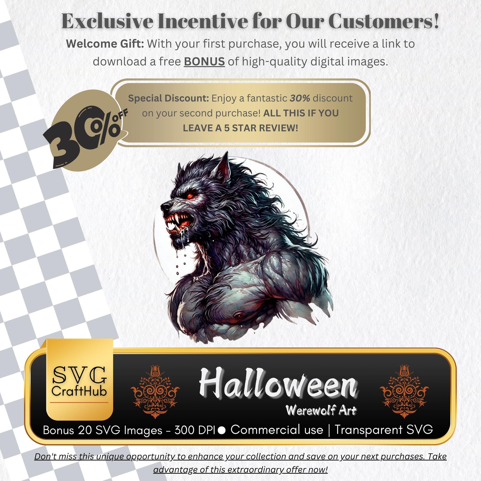 26 Dark Werewolf SVG Bundle | Gothic Halloween Clipart & Spooky Wolf ...