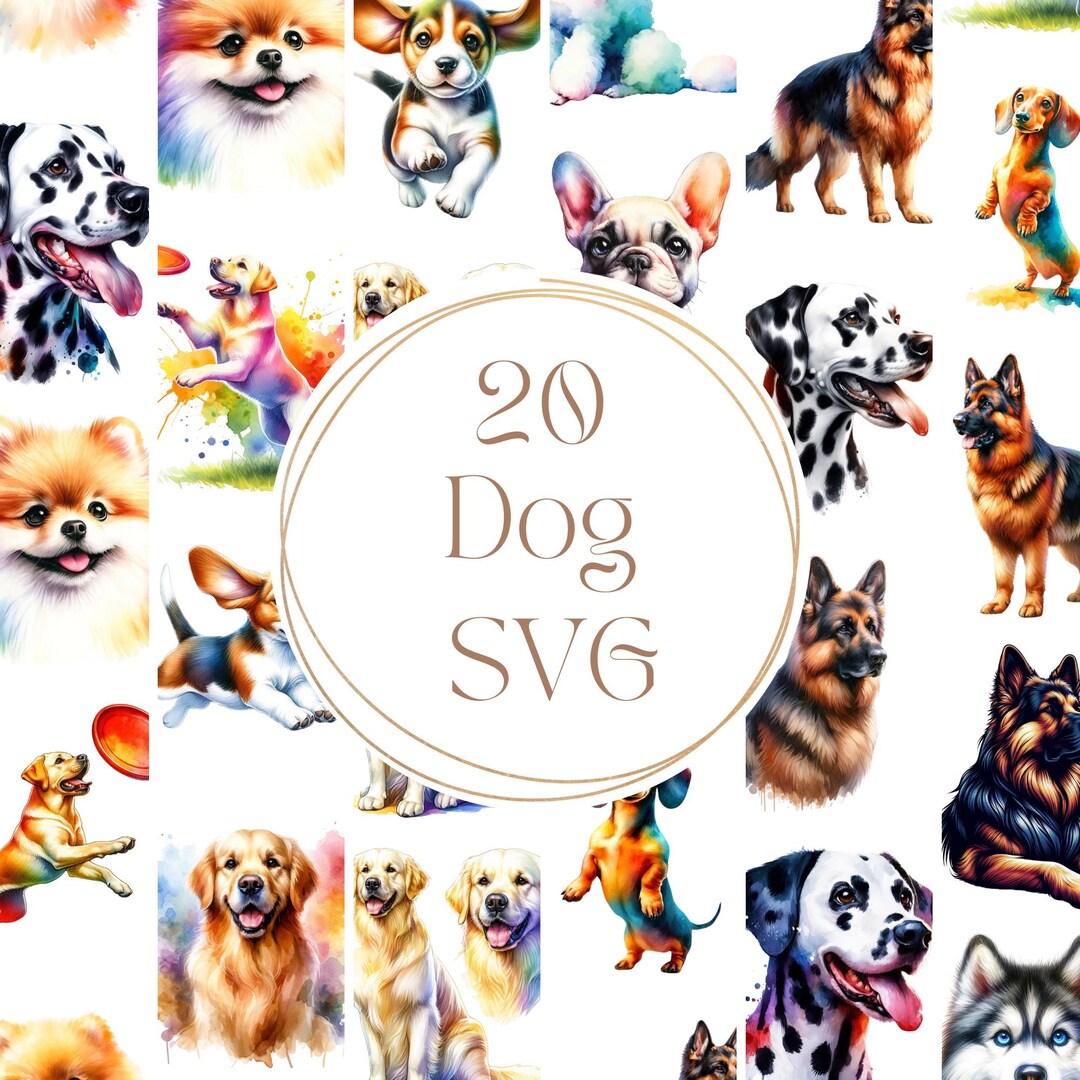 20 Dog Designs Svg Bundle, Inside Out Svg Dog Clipart, Cute Instant ...