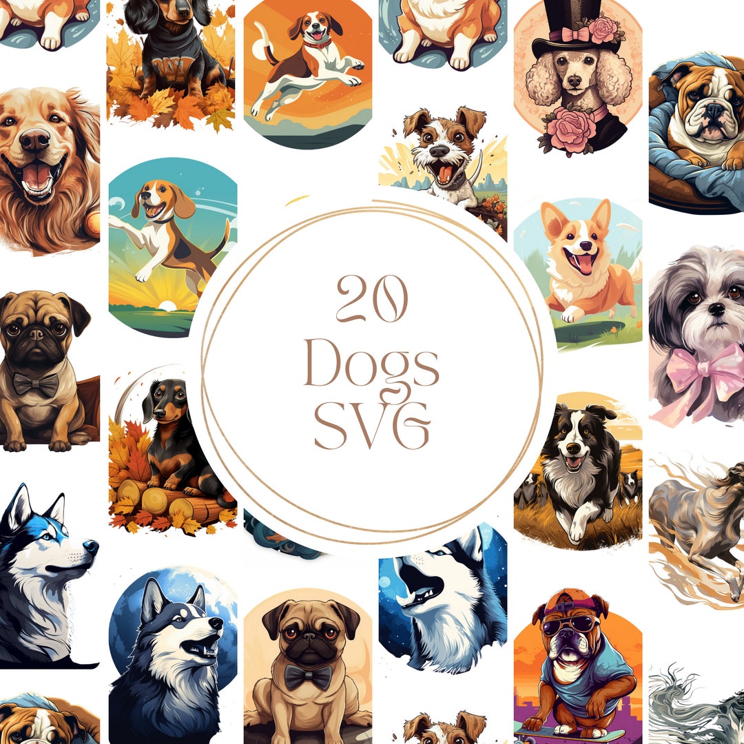 Dog SVG Bundle | 20 Puppy Clipart Designs (digital Art) - Etsy