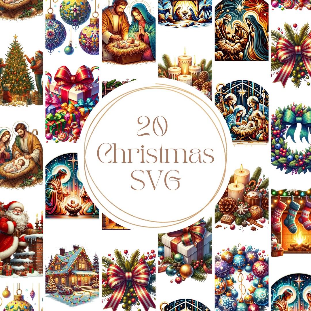 20 Christmas Designs SVG Bundle (digital Download) - Etsy