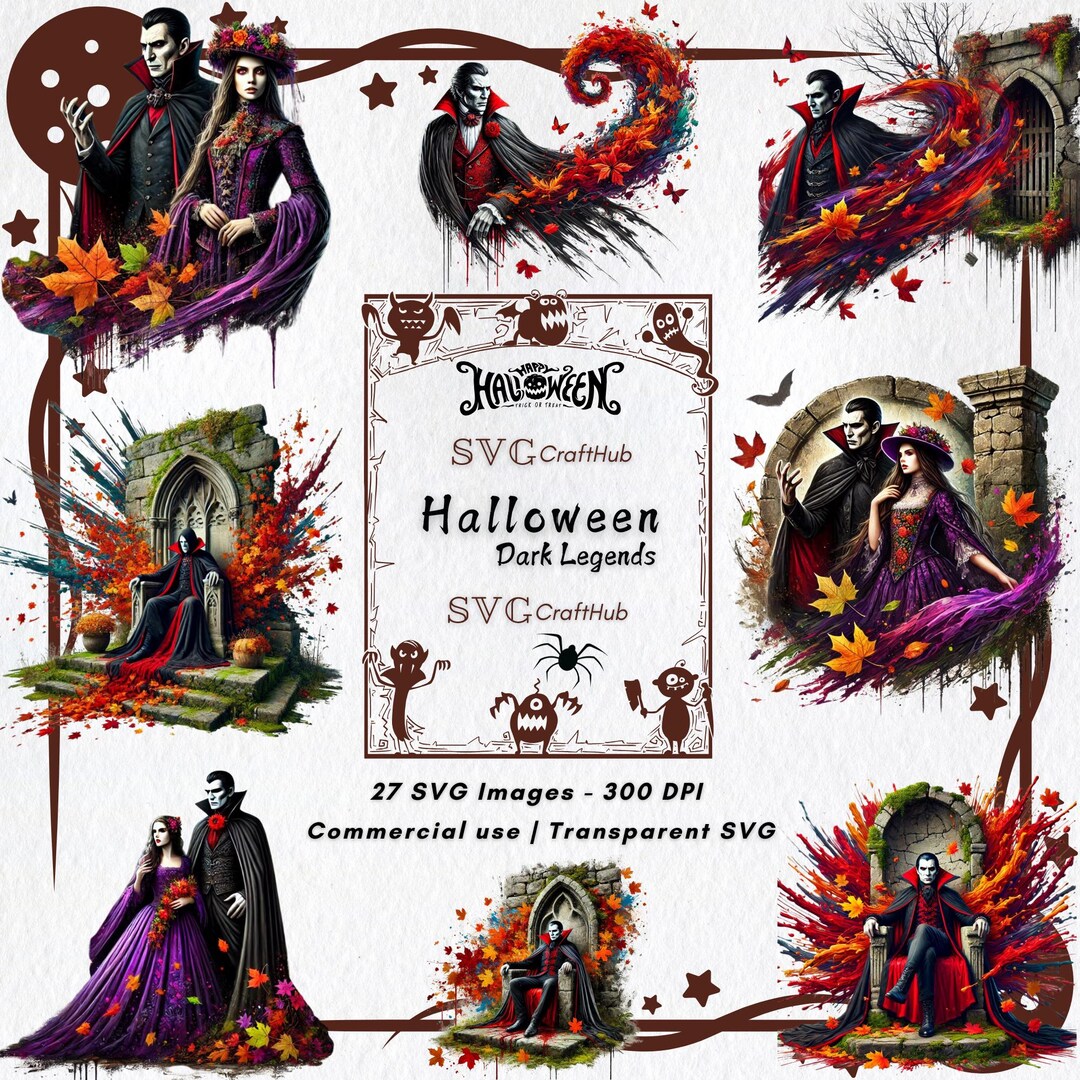 Dracula SVG Bundle for Halloween – 26 Spooky Vampire Cliparts for ...