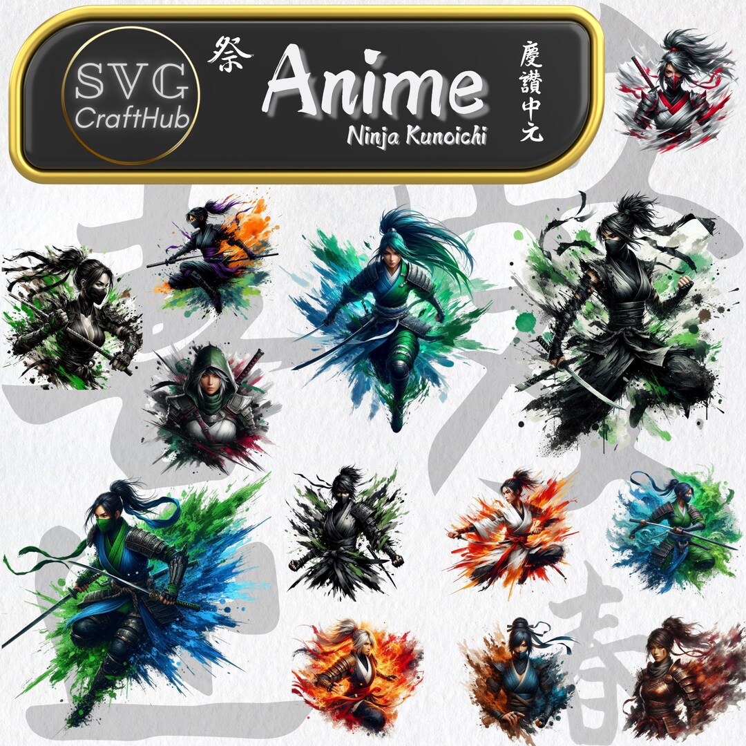 55 Anime Ninja PNG Bundle | Realistic Sublimation Clipart for T-shirts ...