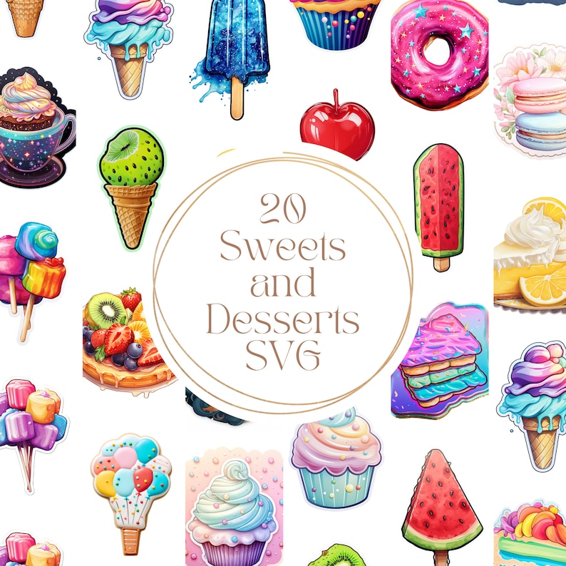 20 Sweets and Desserts SVG Bundle | Cute Candy Clipart for Cricut ...