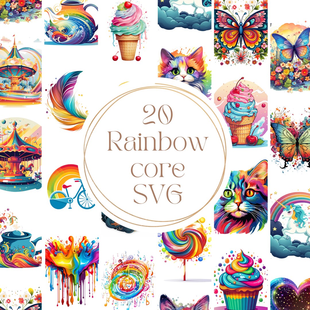 20 Rainbow Core Designs Svg Bundle, Inside Out Svg Rainbow Clipart ...