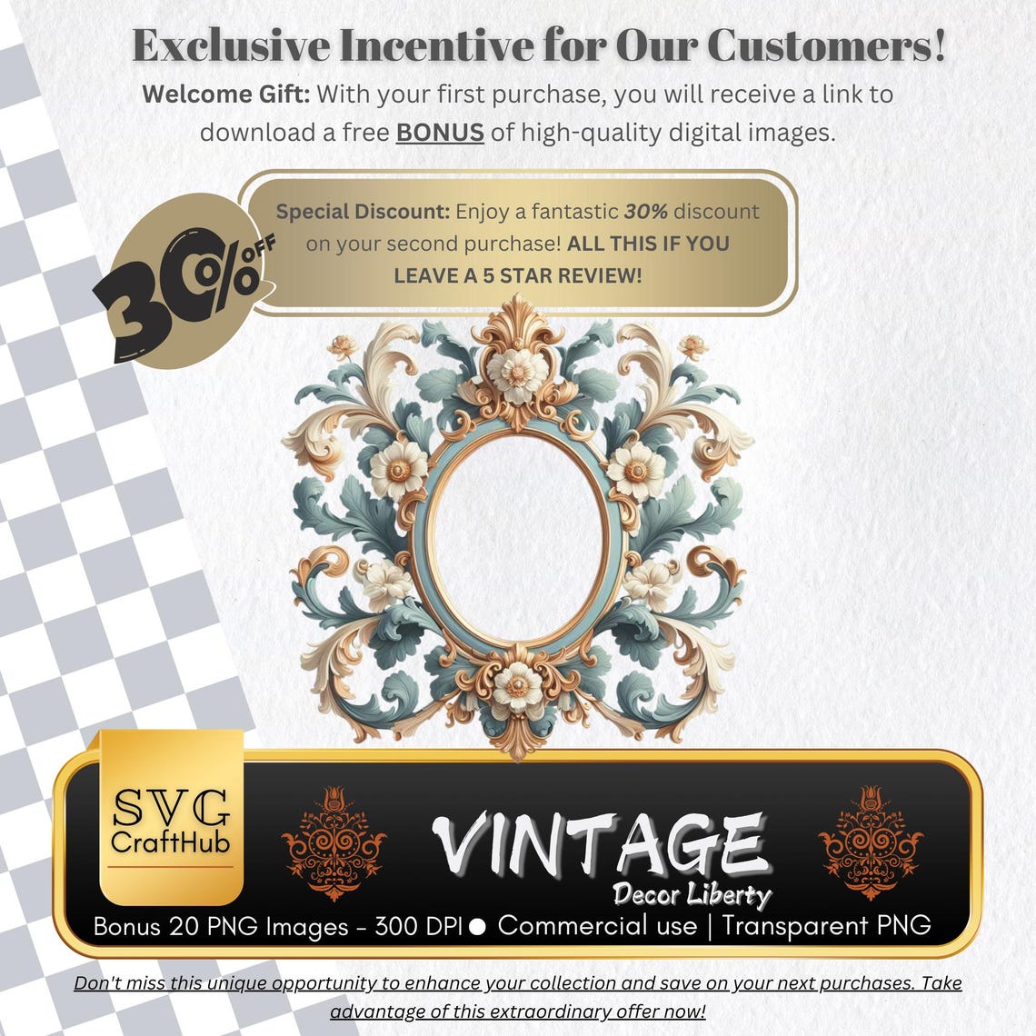 68 Vintage Frame PNG Bundle | Baroque Borders Retro Clipart for ...