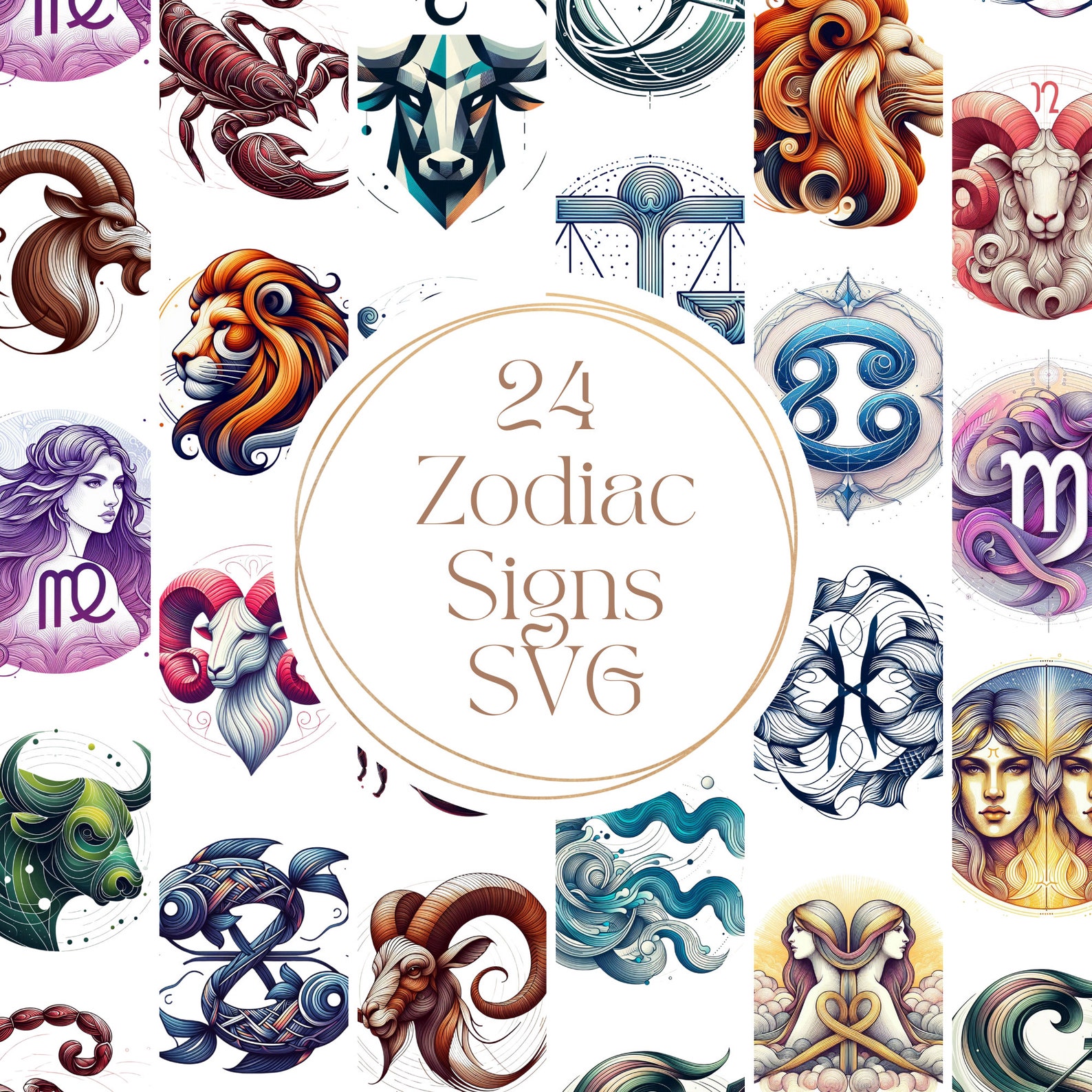 24 Zodiac Sign Designs Svg Bundle, Inside Out Svg Zodiac Sign Clipart ...