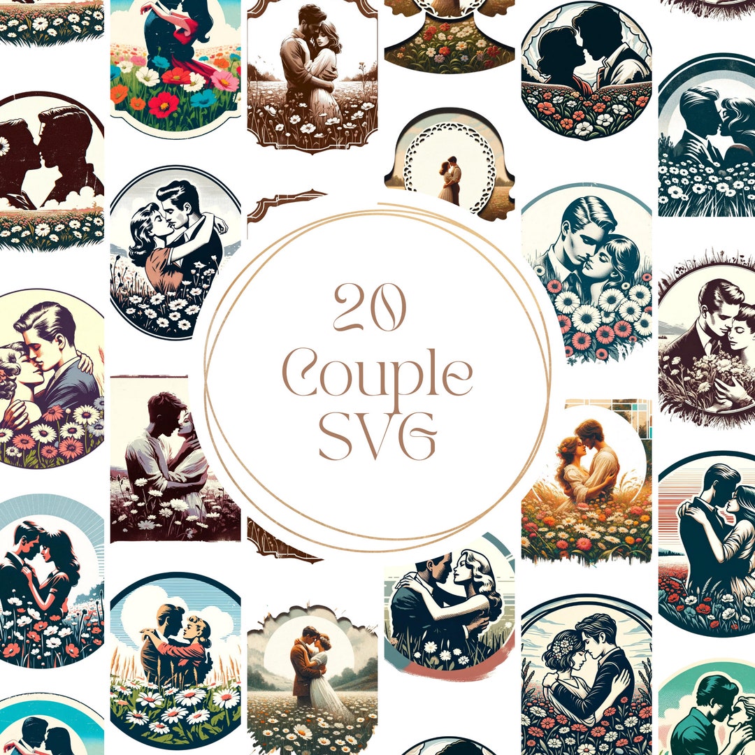20 Couple SVG Designs for Shirts, Romantic Quotes SVG, Cute Love Bundle ...