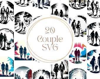 20 Couple SVG Designs for Shirts, Romantic Quotes SVG, Cute Love Bundle ...