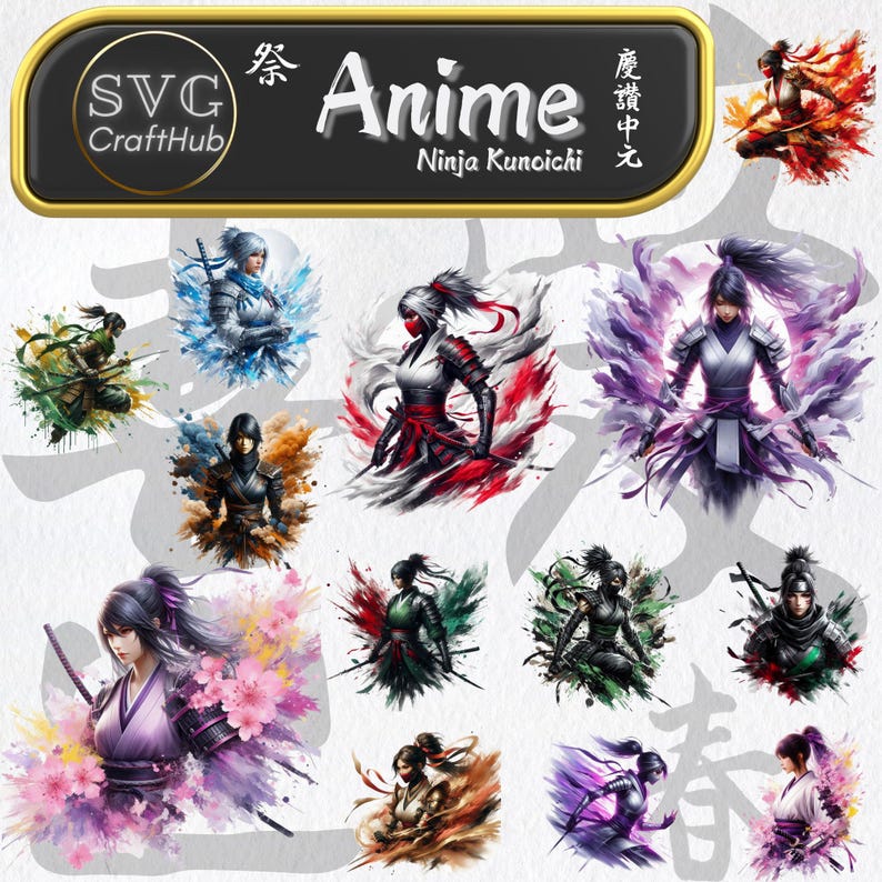 55 Anime Ninja PNG Bundle | Realistic Sublimation Clipart for T-shirts ...