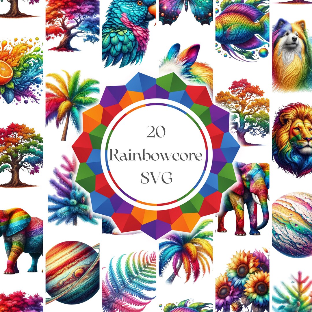 20 Rainbow Core SVG Bundle – Pastel Cute Clipart, Inside Out SVG ...