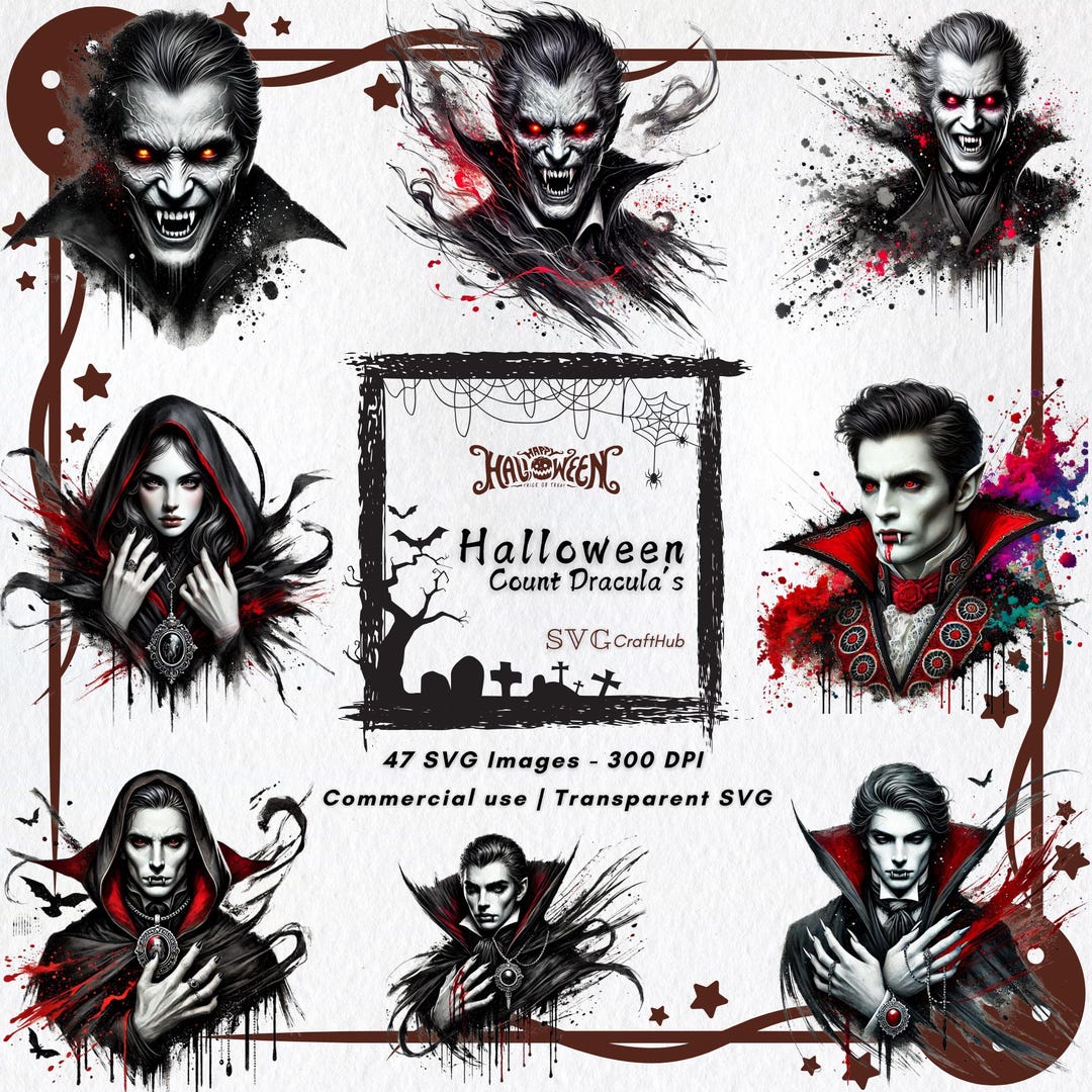 Dracula SVG Bundle for Halloween – 44 Spooky Vampire Cliparts for ...