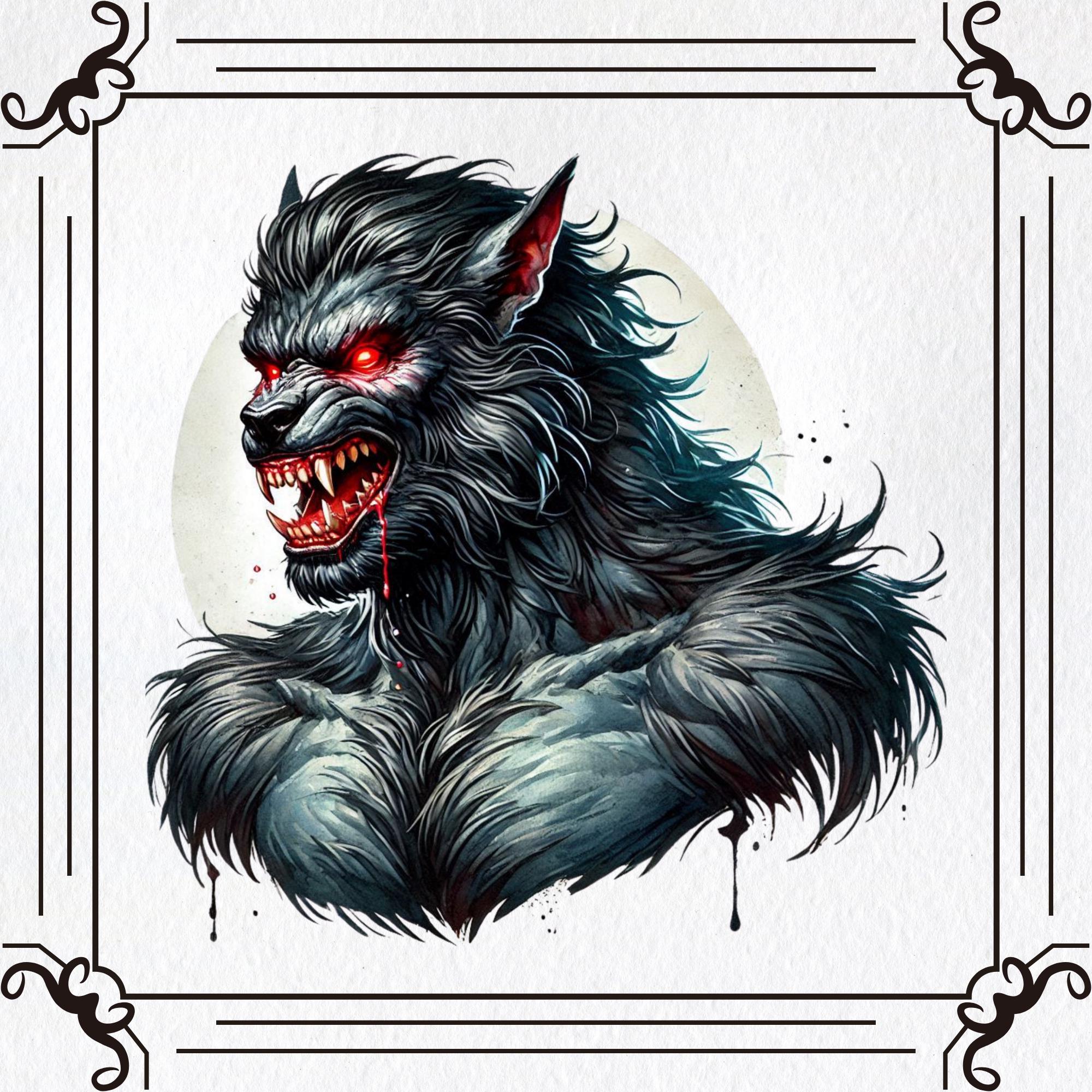 Gothic Werewolf Clipart Bundle | 26 Halloween Watercolor SVG, Spooky ...