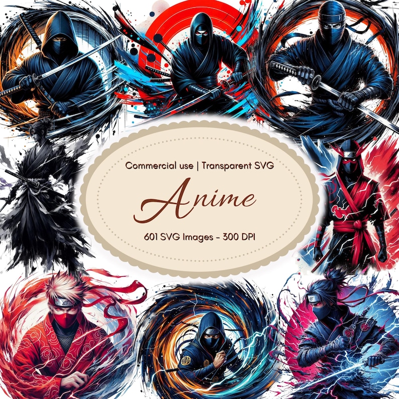 Anime SVG Bundle | Manga Clipart Cutfile, Japanese Art Vector & PNG ...
