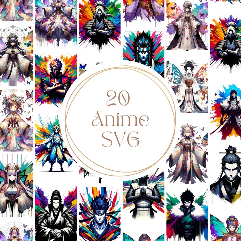 Anime SVG Bundle, Anime Clipart Cutfile Bundle, Manga SVG Vector, Manga ...