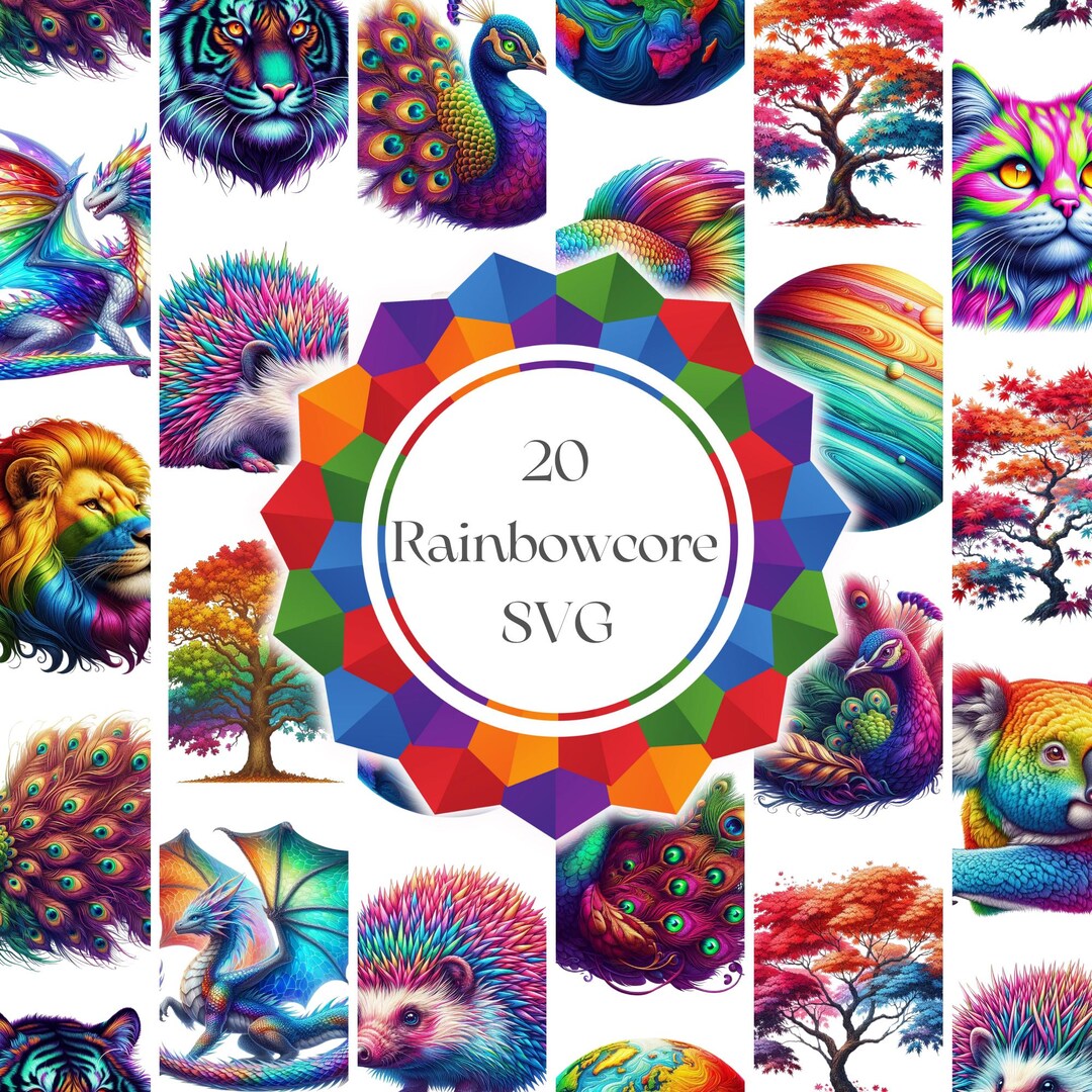 20 Rainbow Core Designs Svg Bundle, Inside Out Svg Rainbow Clipart ...