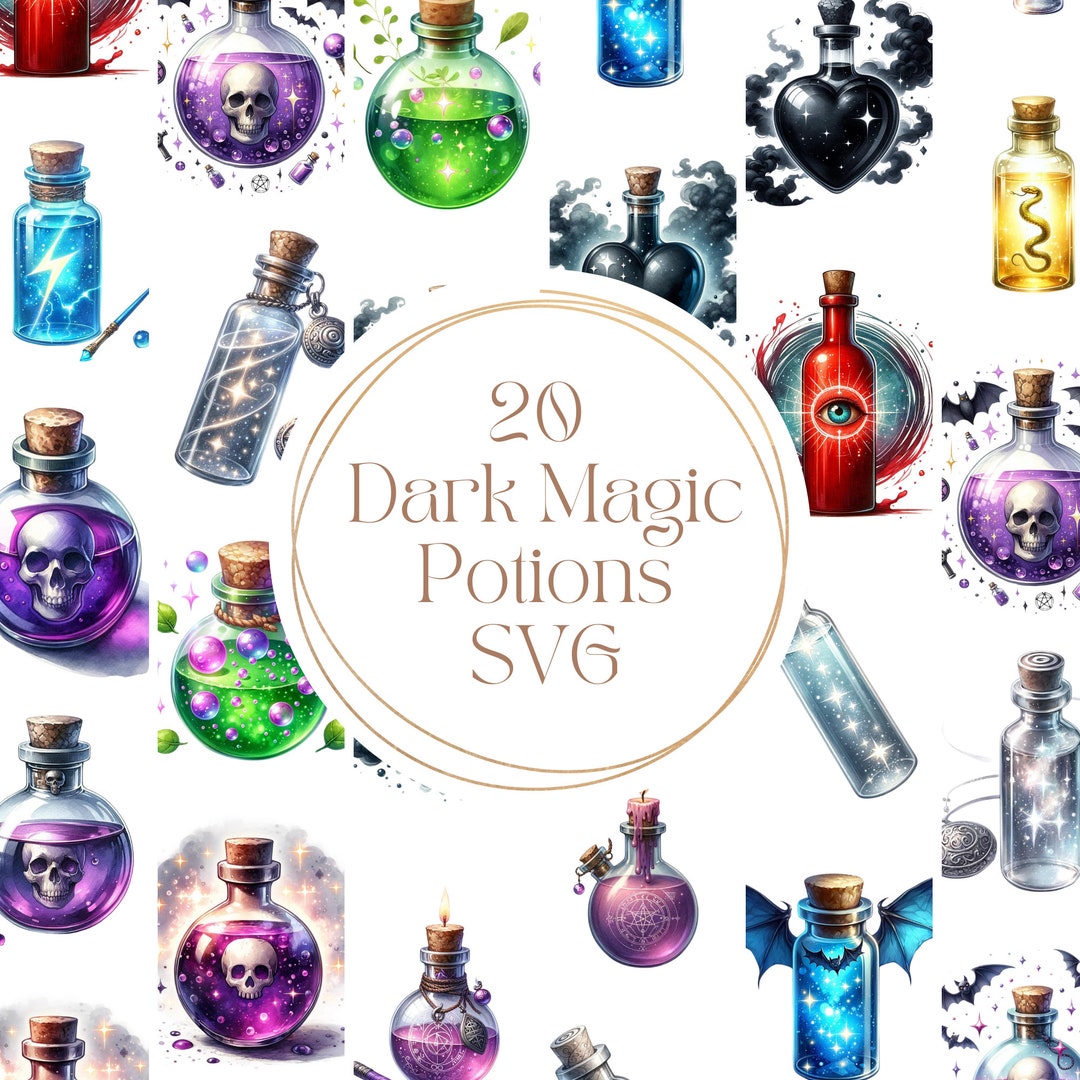 Dark Magic SVG Bundle - 20 Witchy Cliparts for Potions, Spells, Symbols ...