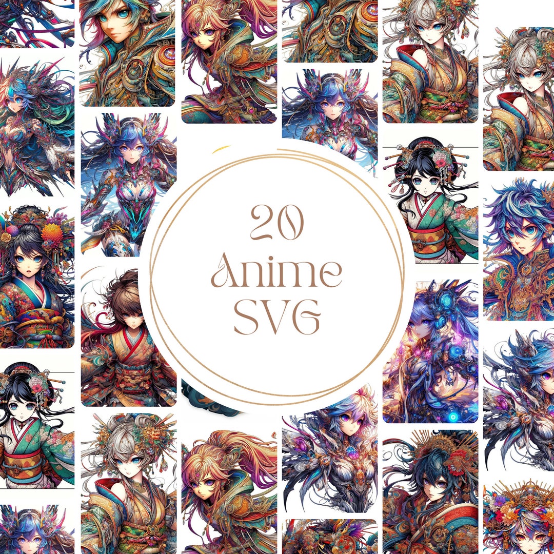 Anime SVG Bundle, Anime Clipart Cutfile Bundle, Manga SVG Vector, Manga ...