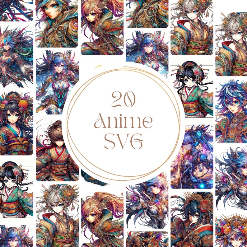 Anime SVG Bundle, Anime Clipart Cutfile Bundle, Manga SVG Vector, Manga ...