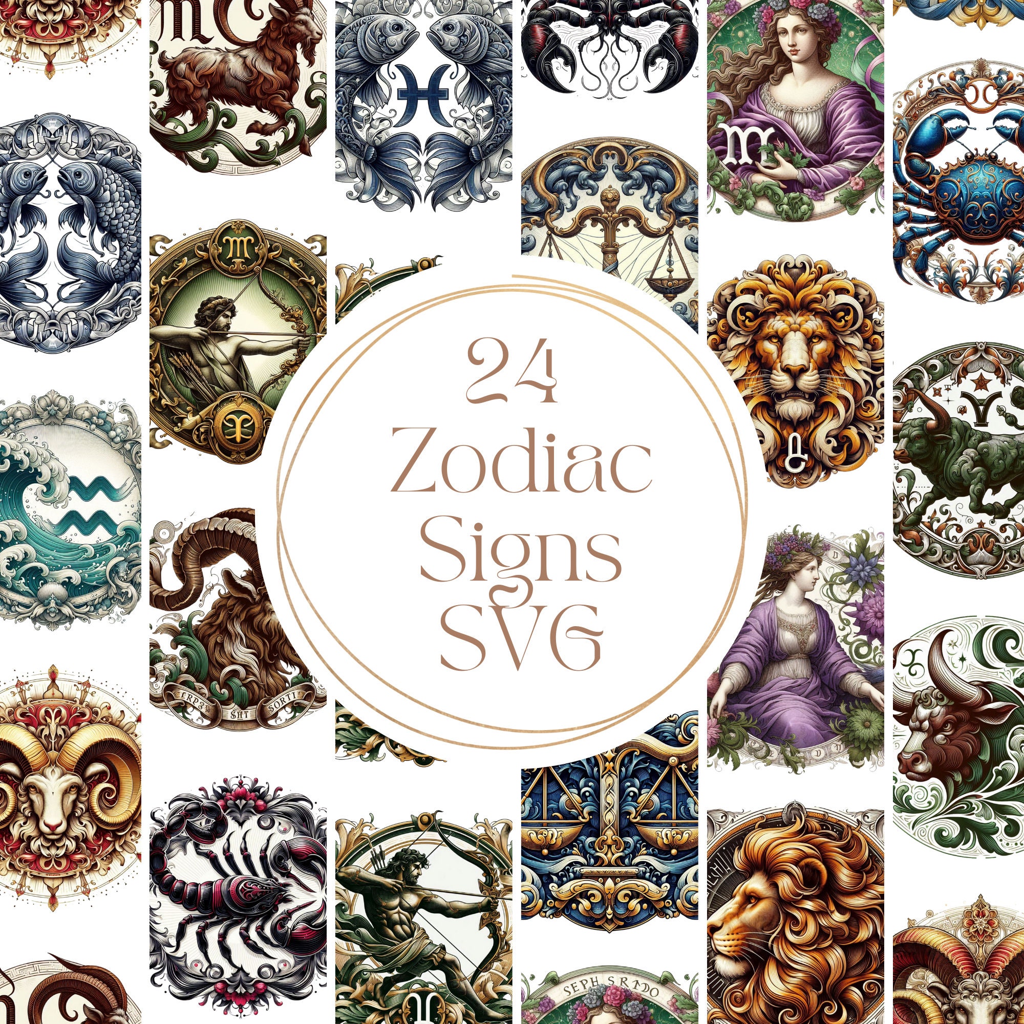 24 Zodiac Sign Designs Svg Bundle, Inside Out Svg Zodiac Sign Clipart ...