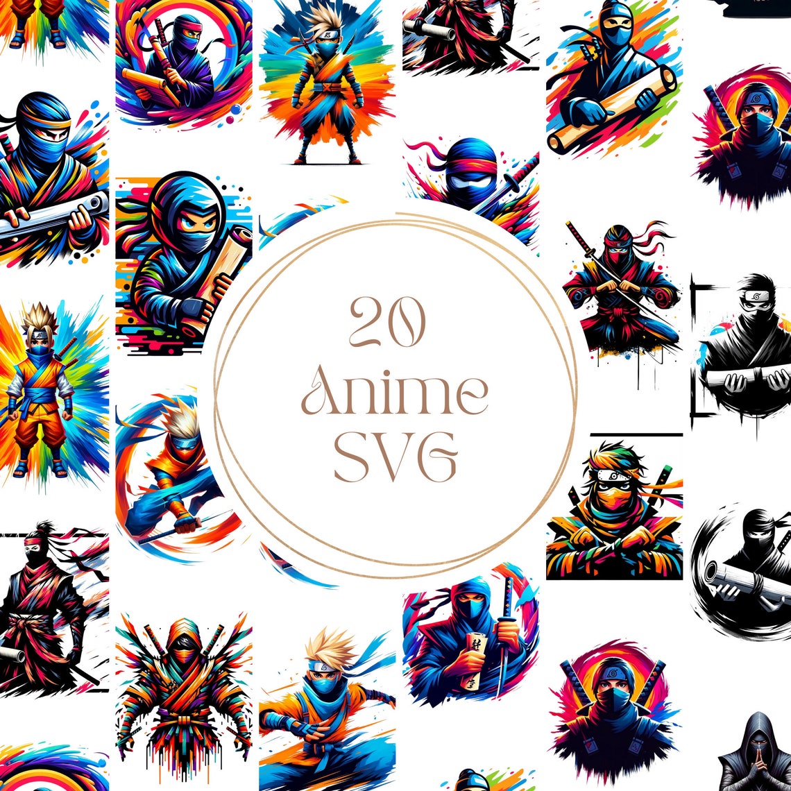 Anime SVG Bundle, Anime Clipart Cutfile Bundle, Manga SVG Vector, Manga ...