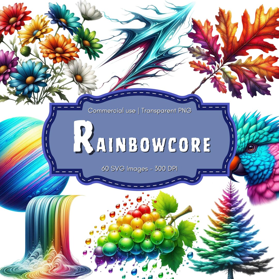 60 Rainbow Core Designs Svg Bundle, Inside Out Svg Rainbow Clipart ...