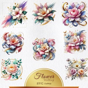 Bundle PNG - 29 Pastel Flower Clipart Designs, Digital Flowers for ...