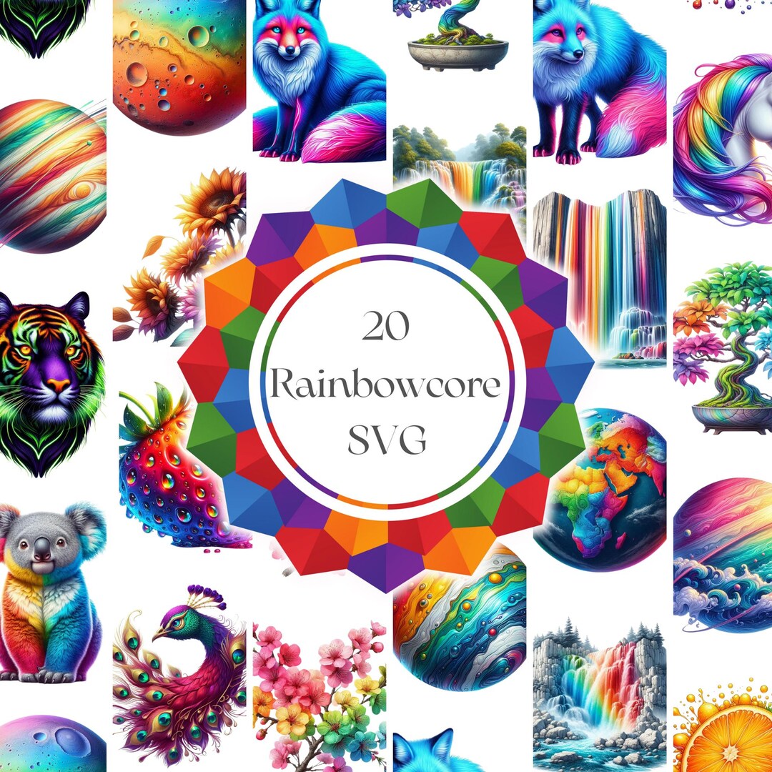 20 Rainbow Core Designs Svg Bundle, Inside Out Svg Rainbow Clipart ...