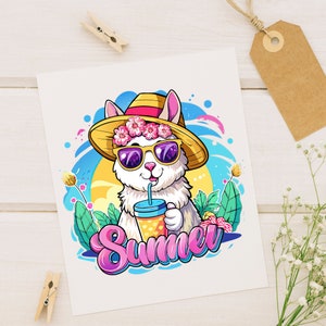 Llama Summer Drink Clipart, Alpaca Clipart, Summer PNG, Illustration ...