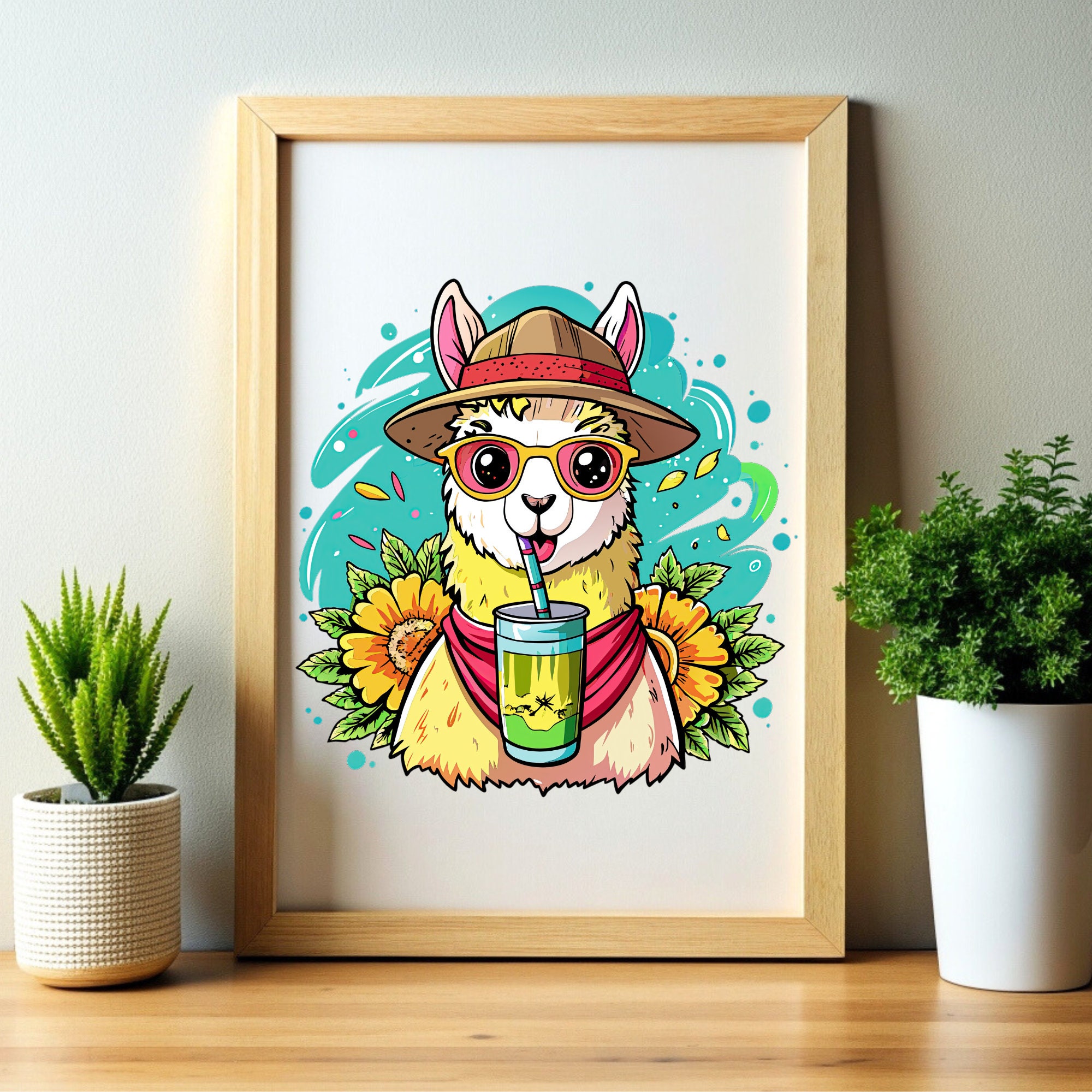 Llama Summer Drink Clipart, Alpaca Clipart, Summer PNG, Illustration ...