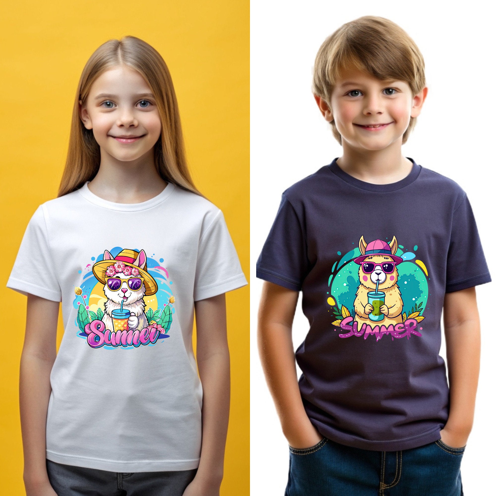 Llama Summer Drink Clipart, Alpaca Clipart, Summer PNG, Illustration ...