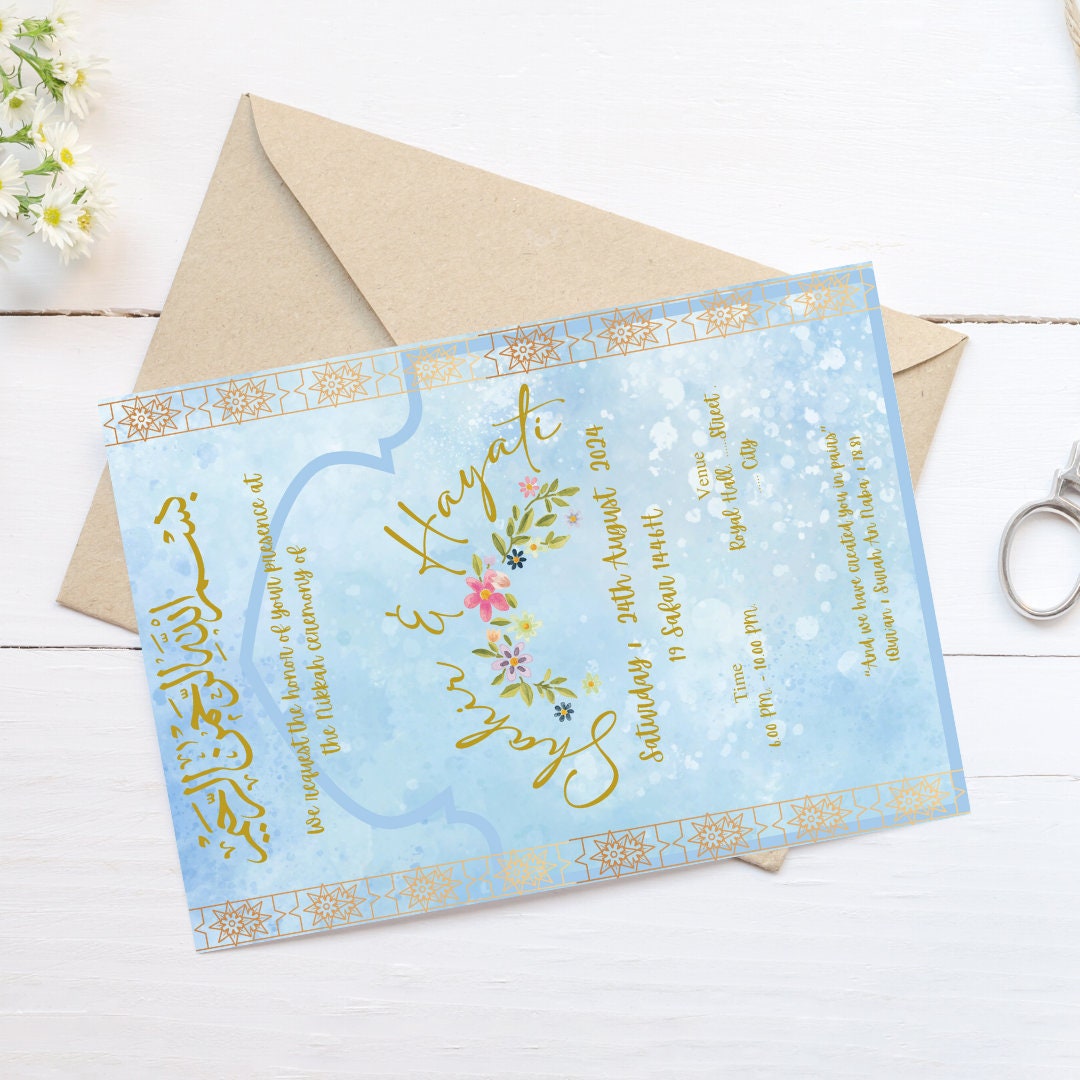 Editable Digital Muslim Wedding Invitation Template Nikkah Walimah ...