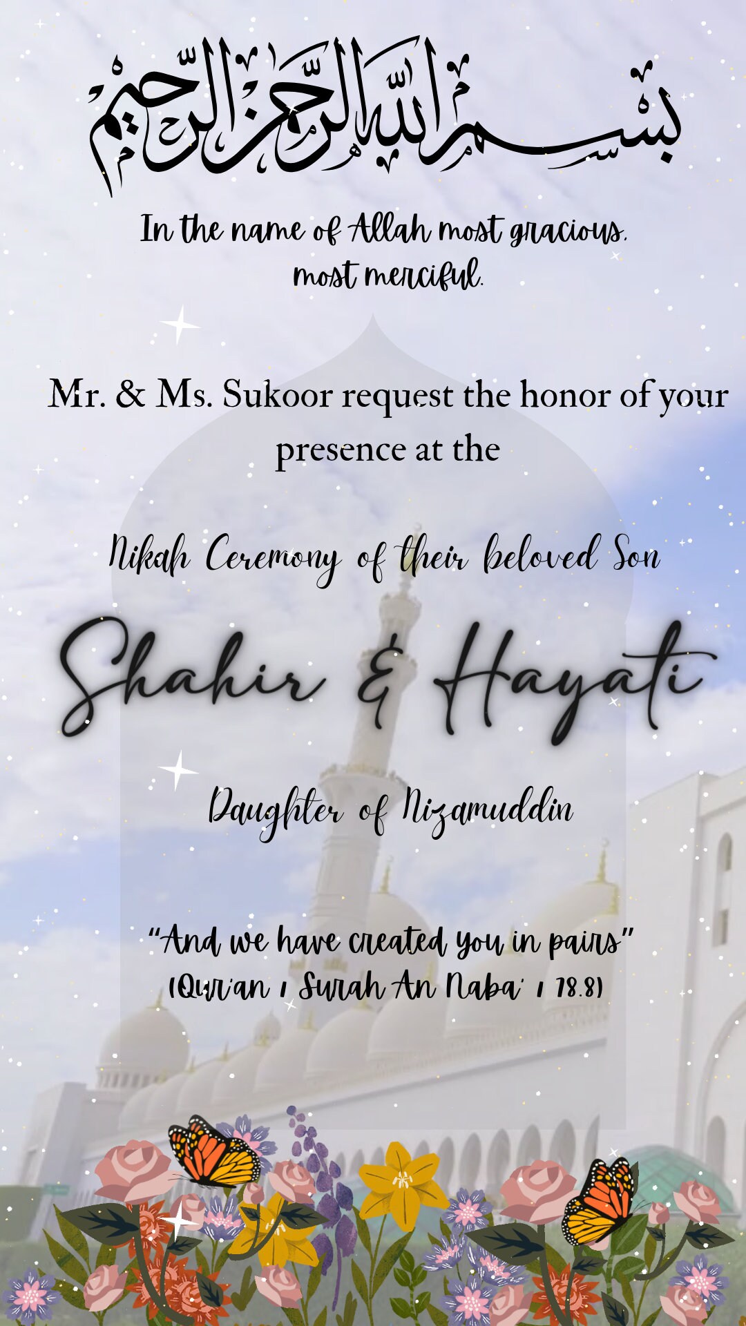 Editable Digital Muslim Wedding Invitation Template Nikkah Walimah ...